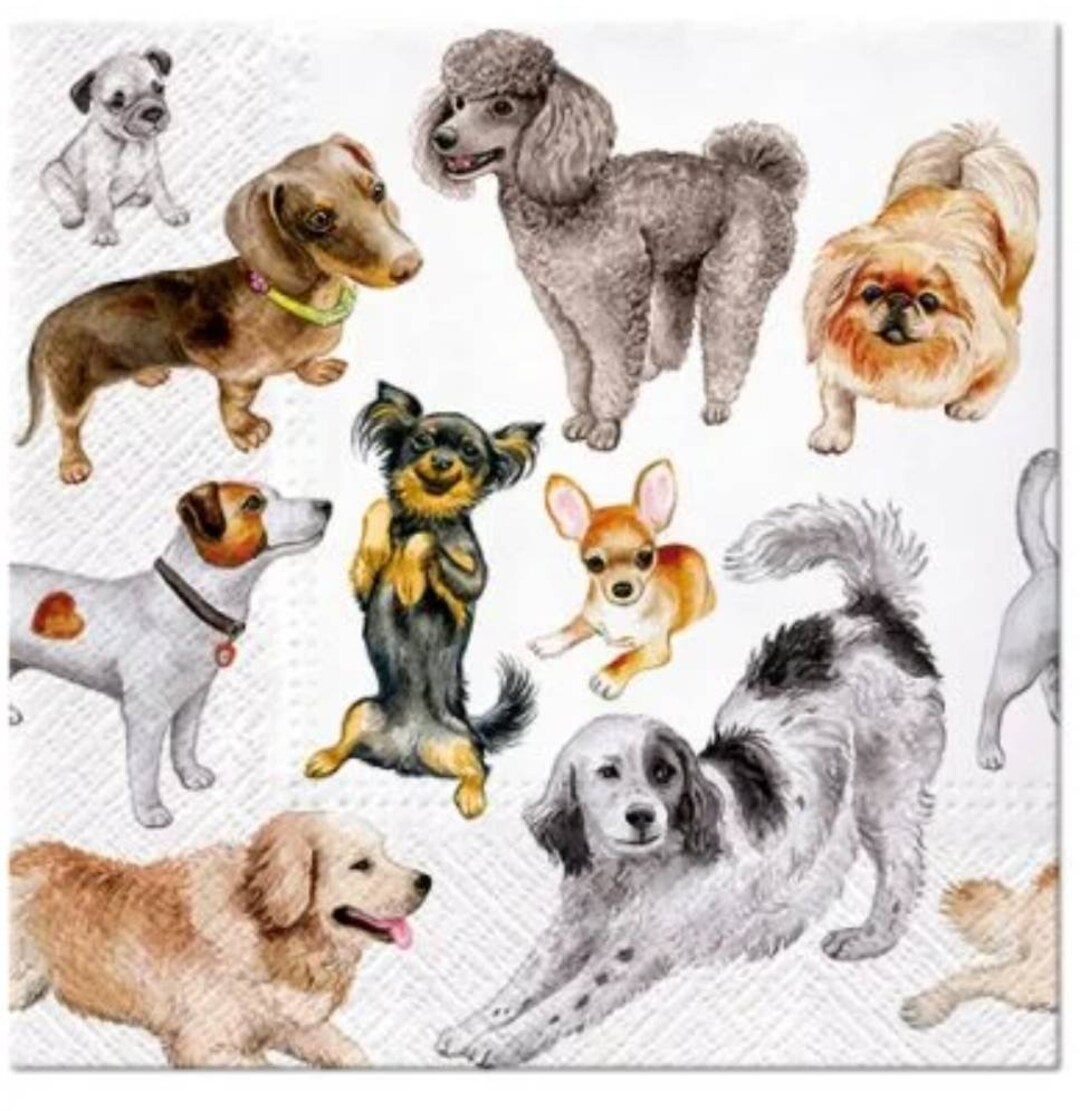 Decoupage Napkins Dog Paper Napkins Set of 3 Luncheon Size - Etsy
