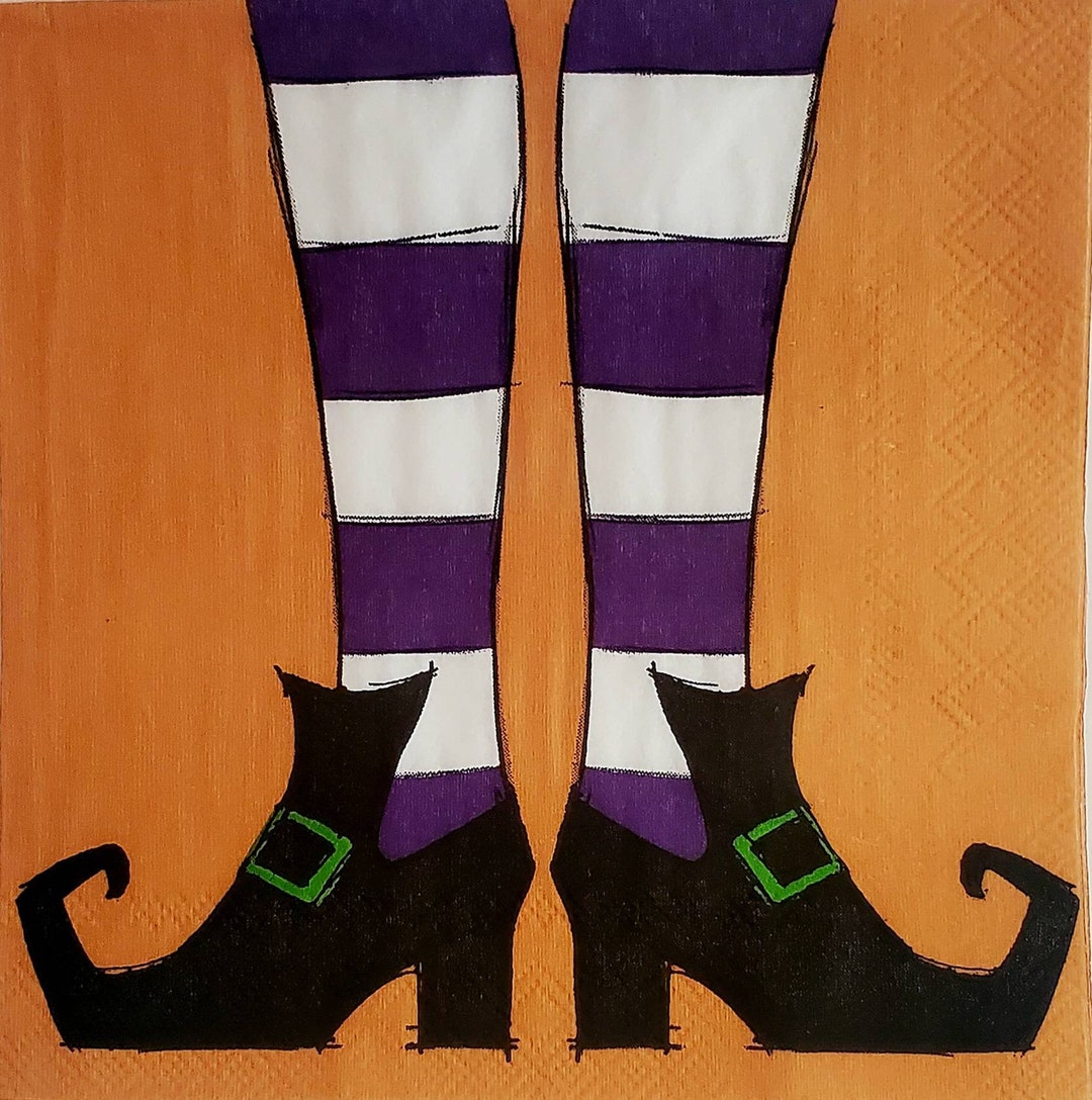 Decoupage Napkins- Halloween Witch Paper Napkins- Set of 3- Cocktail ...