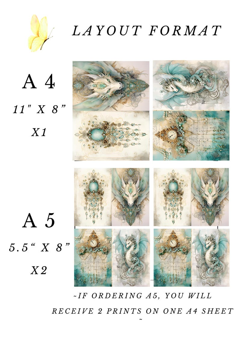 Rice Paper for Decoupage / Dragon Dragons / 1 Rice Paper / A4 / A5 ...