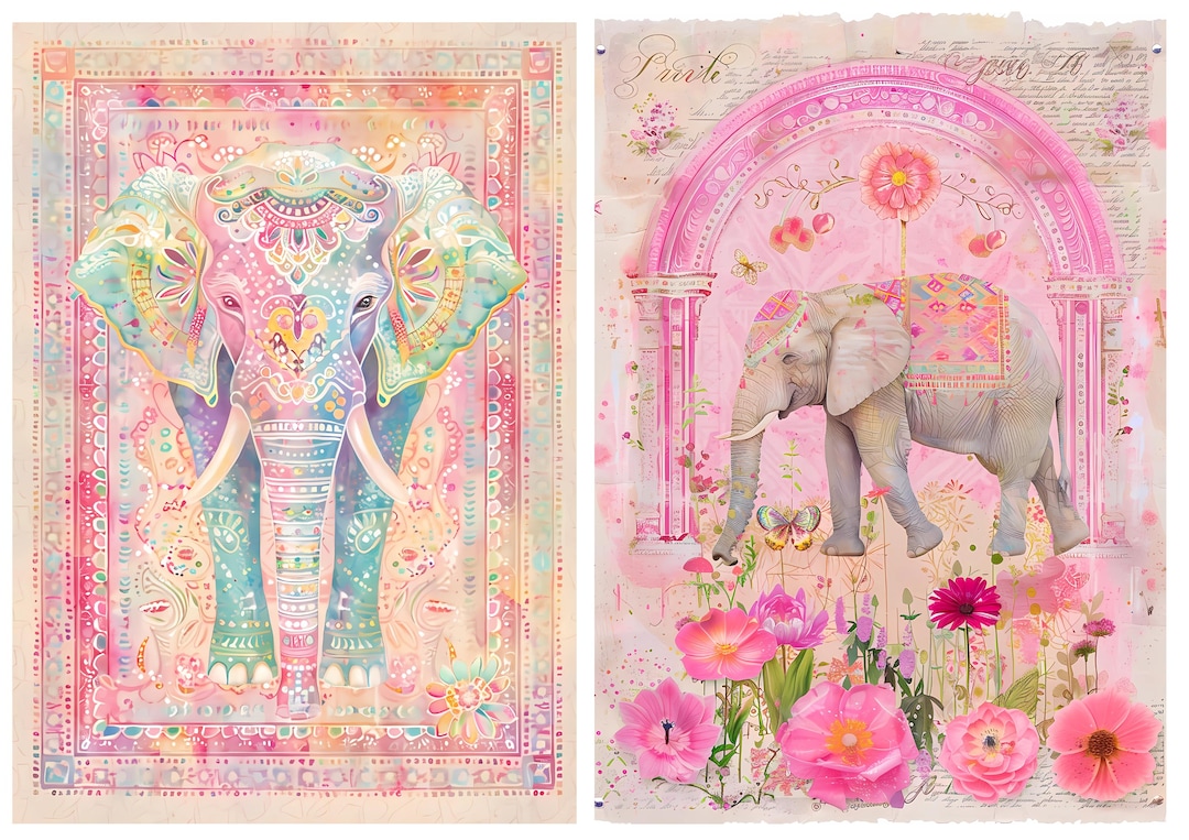 Rice Paper for Decoupage / Elephant Elephants / 1 Rice Paper / A4 ...