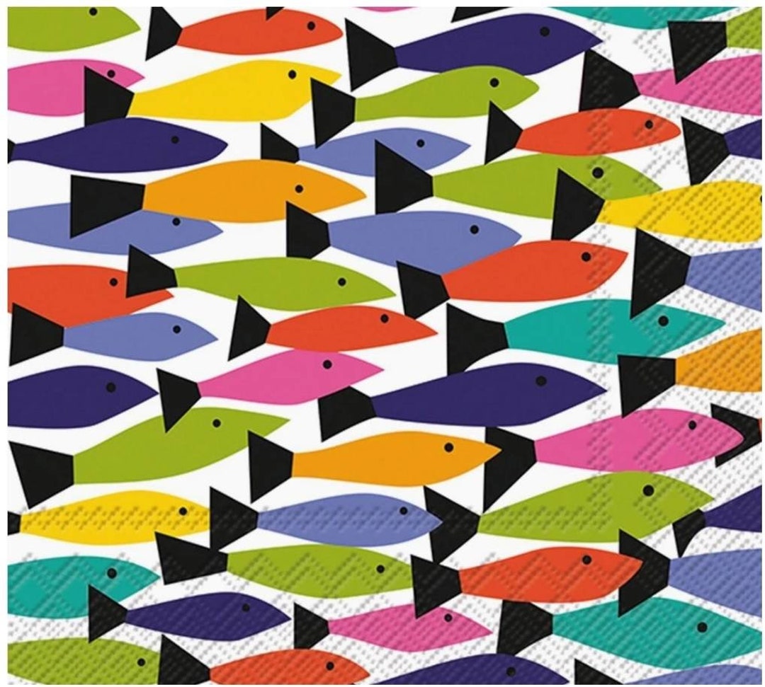 Decoupage Napkins Fish Paper Napkins Set of 3 Cocktail Size - Etsy