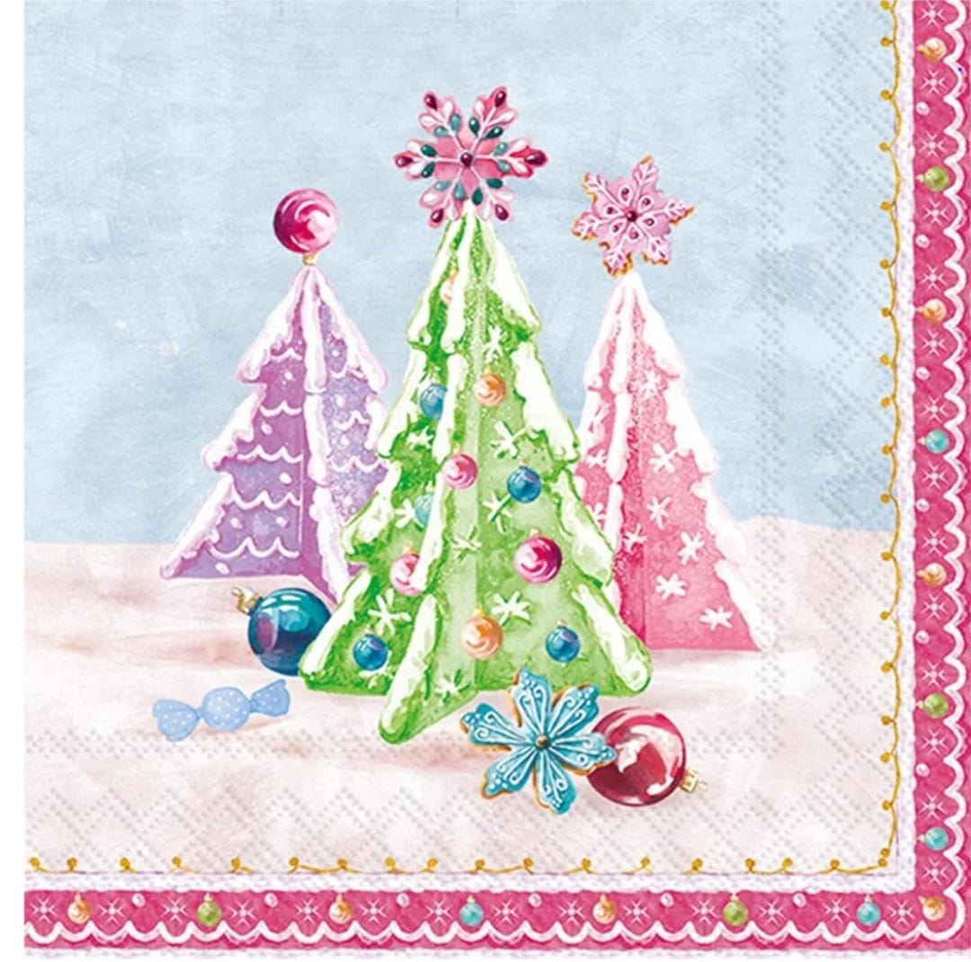 Decoupage Napkins- Christmas Candy Tree Paper Napkins- Set of 3 ...