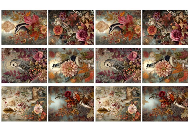 Rice Paper for Decoupage / Fox Owl Badger Rabbit Bird Fall Animals ...
