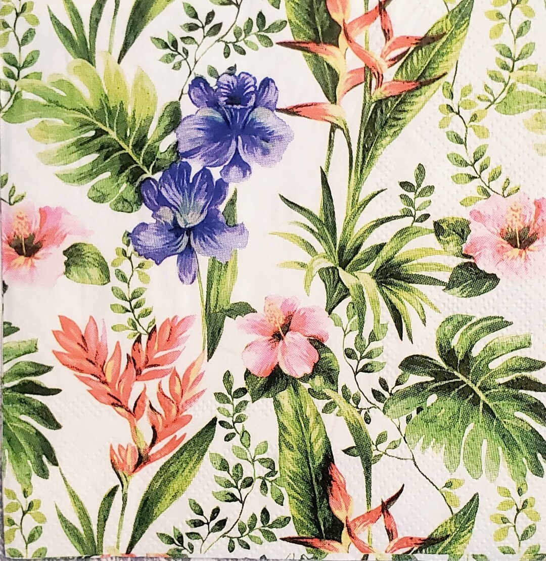 Decoupage Napkins- Tropical Palm Tree Leaf Paper Napkins- Set of 3 ...