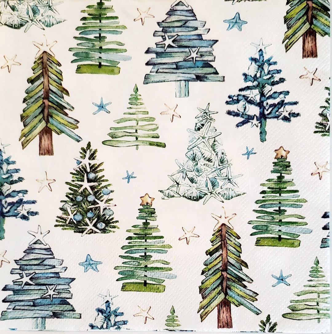 Decoupage Napkins- Christmas Tree Paper Napkins- Set of 3 - Luncheon ...