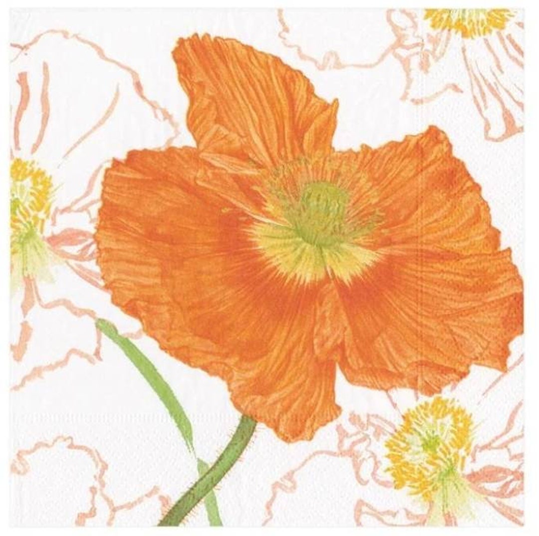 Decoupage Napkins- Poppy Paper Napkins- Set of 3- Cocktail Size - Etsy