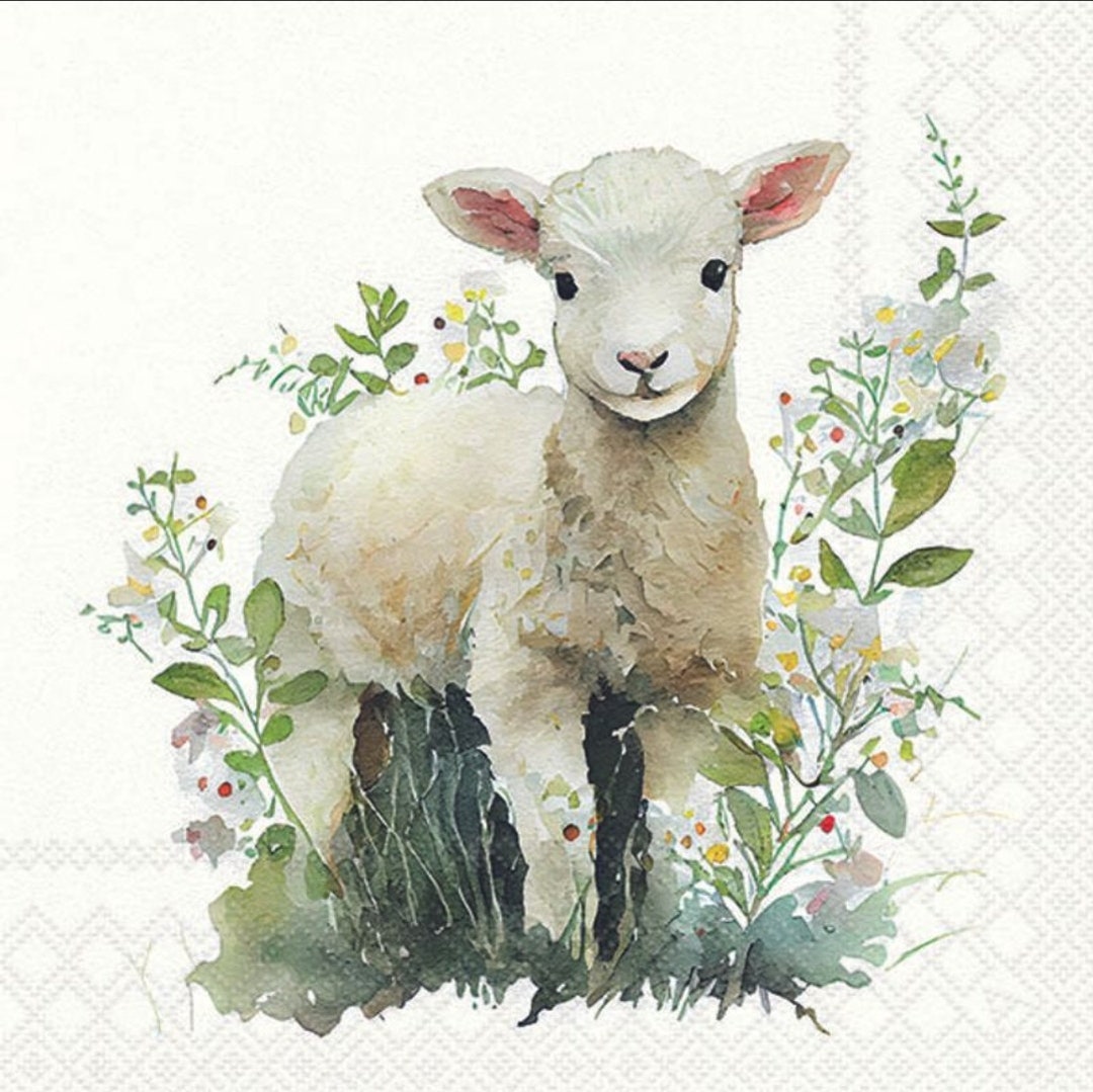 Decoupage Napkins- Lamb Paper Napkins- Set of 3 - Luncheon Size - Etsy