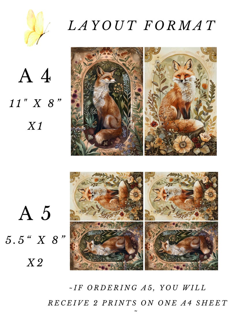 Rice Paper for Decoupage / Fox Foxes / 1 Rice Paper / A4 / A5 ...