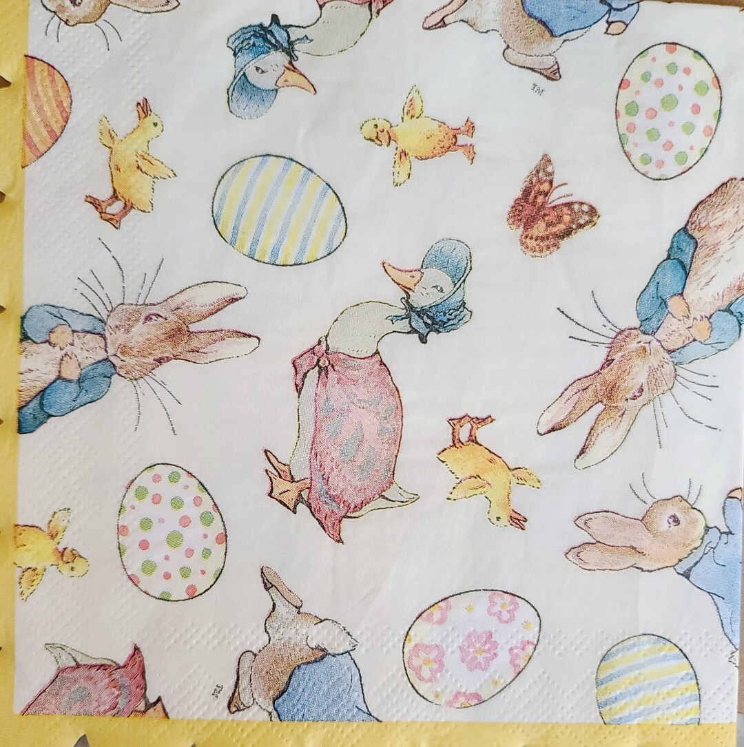 Decoupage Napkins Easter Rabbit & Duck Painting Spring Paper Napkins ...