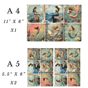 Rice Paper for Decoupage / Vintage Mermaids / 1 Rice Paper / A4 / A5 ...