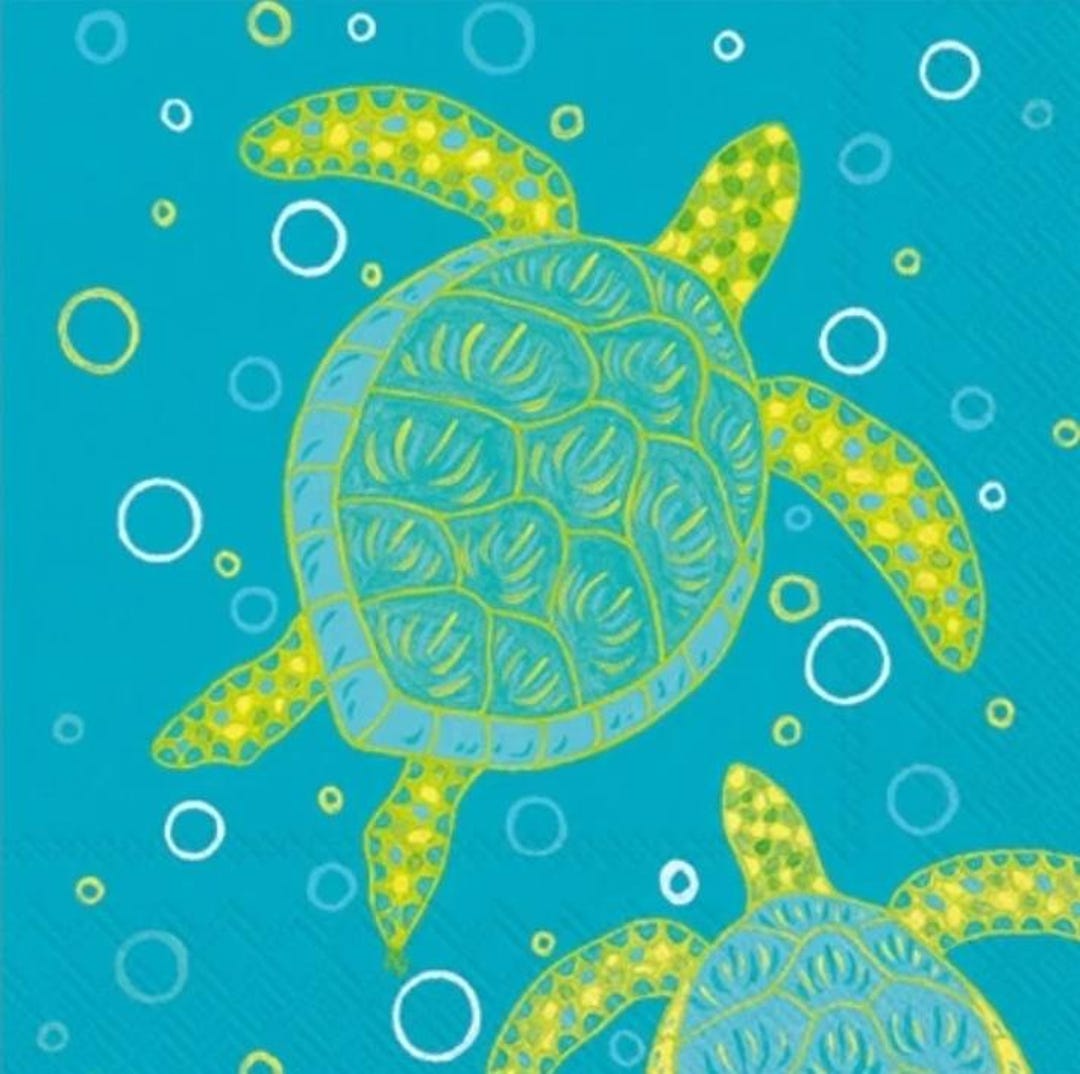 Decoupage Napkins- Sea Turtle Paper Napkins- Set of 3- Cocktail Size - Etsy