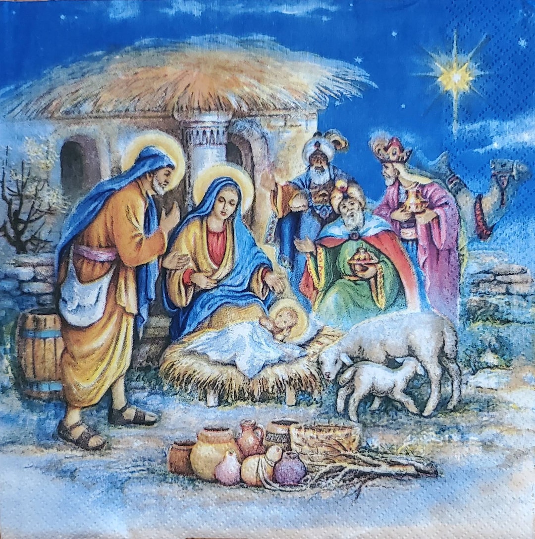 Decoupage Napkins - Nativity Paper Napkins- Set of 3- Luncheon Size - Etsy