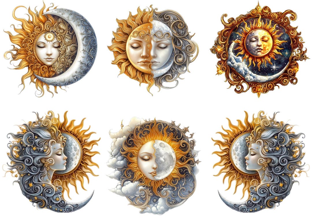 Rice Paper for Decoupage / Celestial Sun Moon Stars Face / 1 Rice Paper ...