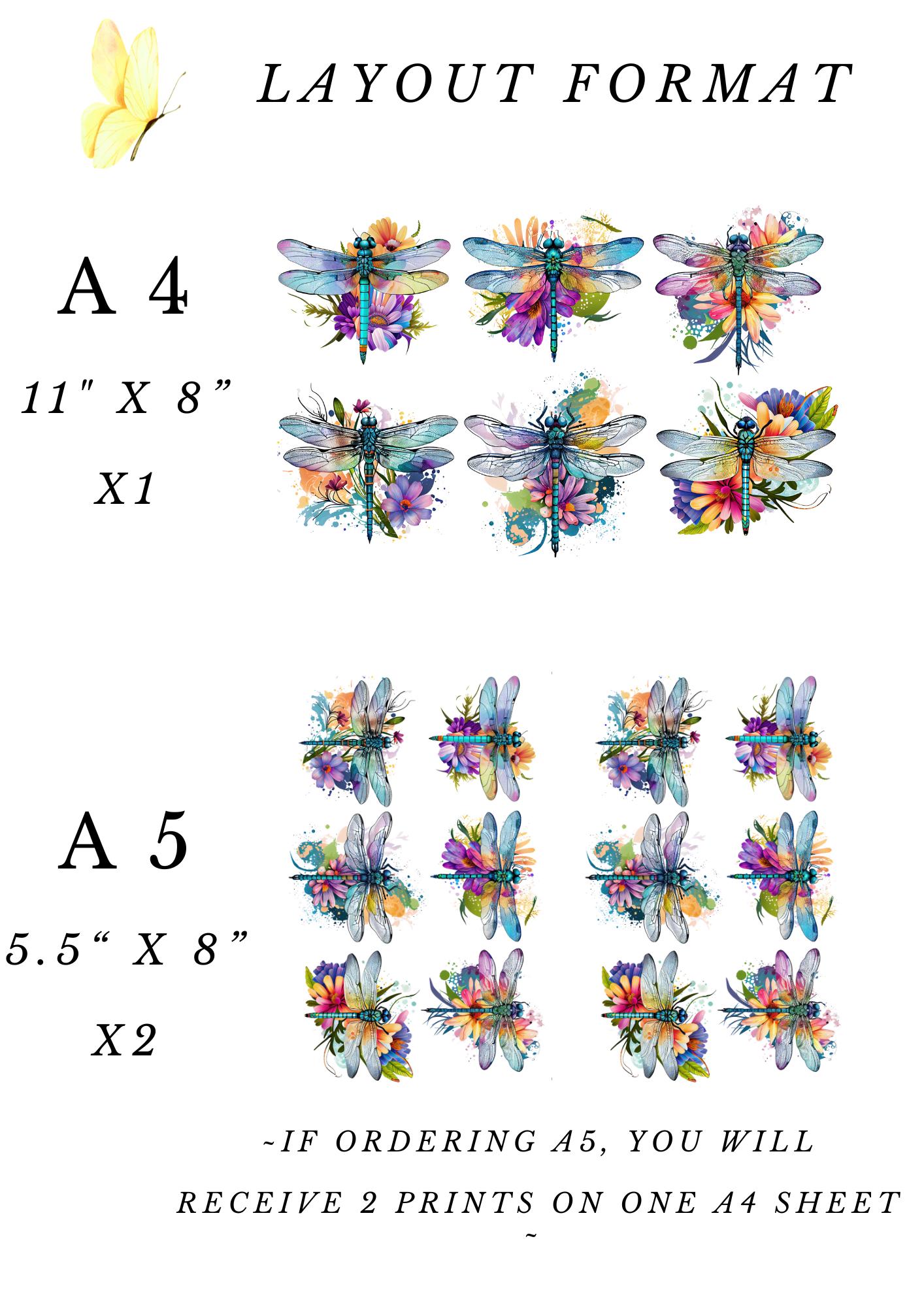 Rice Paper for Decoupage / Dragonfly Dragonflies / 1 Rice Paper / A4 ...