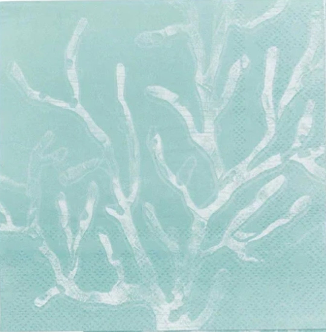Decoupage Napkins- Coral Ocean Paper Napkins- Set of 3- Cocktail Size ...