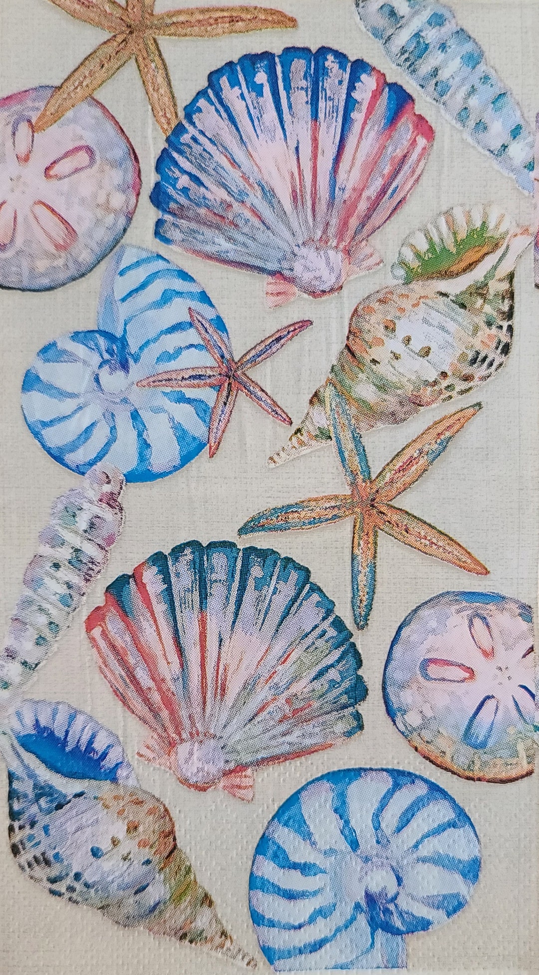 Decoupage Napkins Beach Seashell Paper Napkins Set of 2 Guest Size - Etsy