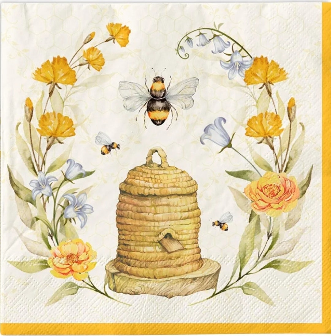 Decoupage Napkins- Honey Bee Paper Napkins- Set of 3- Luncheon Size - Etsy