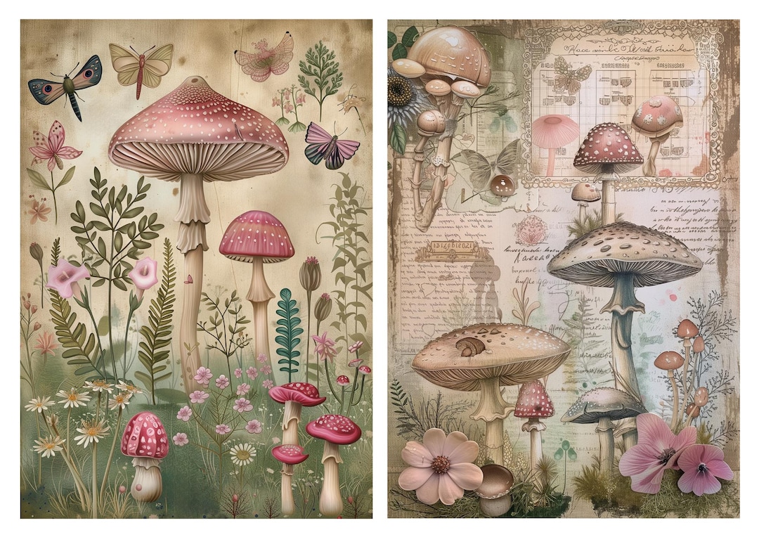 Rice Paper for Decoupage / Mushroom Forest / 1 Rice Paper / A4 / A5 ...