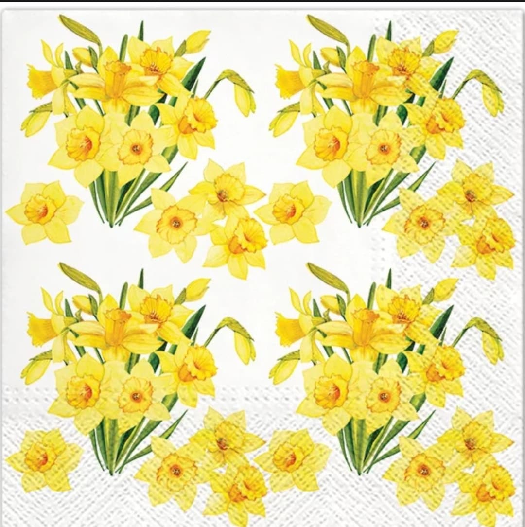 Decoupage Napkins- Daffodil Flowers Paper Napkins- Set of 3 - Luncheon ...