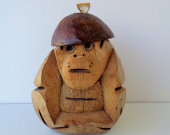 Carved Coconut Monkey - Etsy