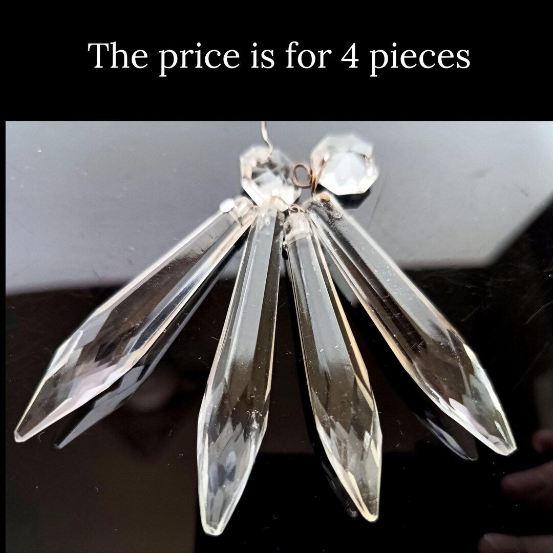 Lot 4 Vintage Italian Chandelier Light Spare Parts, Glass Crystals ...
