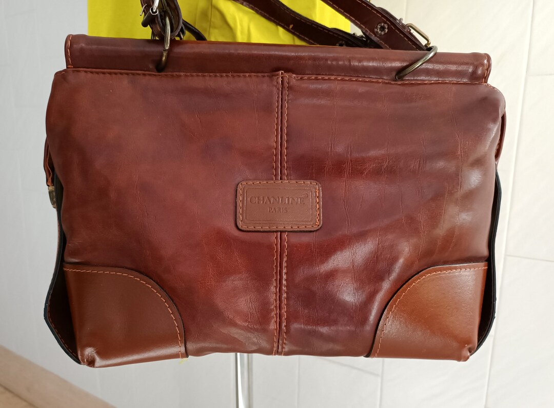 Vintage Italy Branded Chanline Paris Brown Leather Shoulder Bag ...