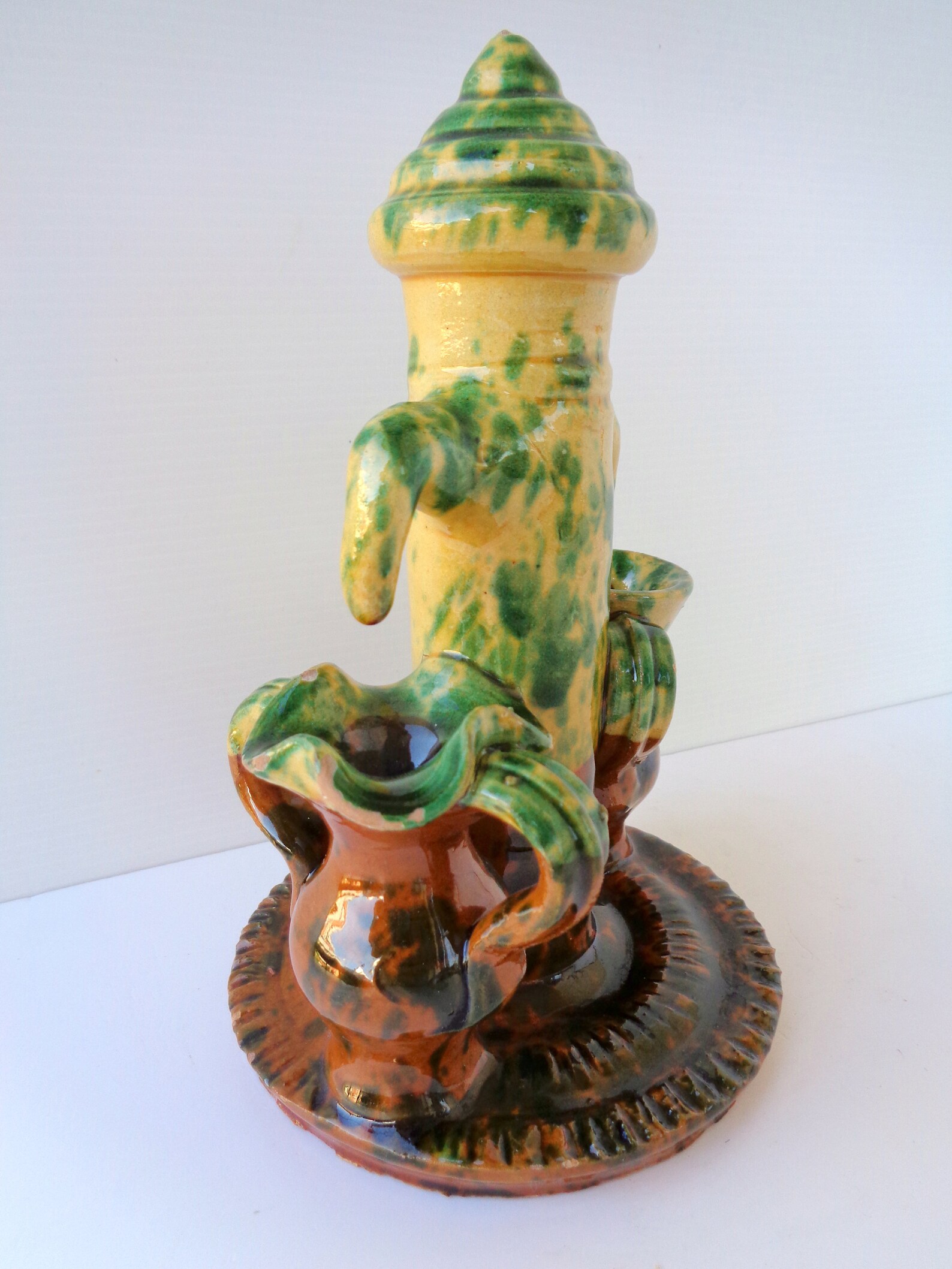 Extremely Rare Antique Italian Glazed Pottery Sculpture Well Fountain ...