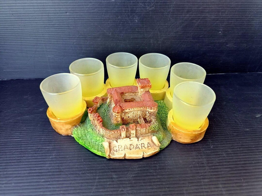 Vintage Italian Drinking Set, Special Set, Matte Yellow Glass Cups ...