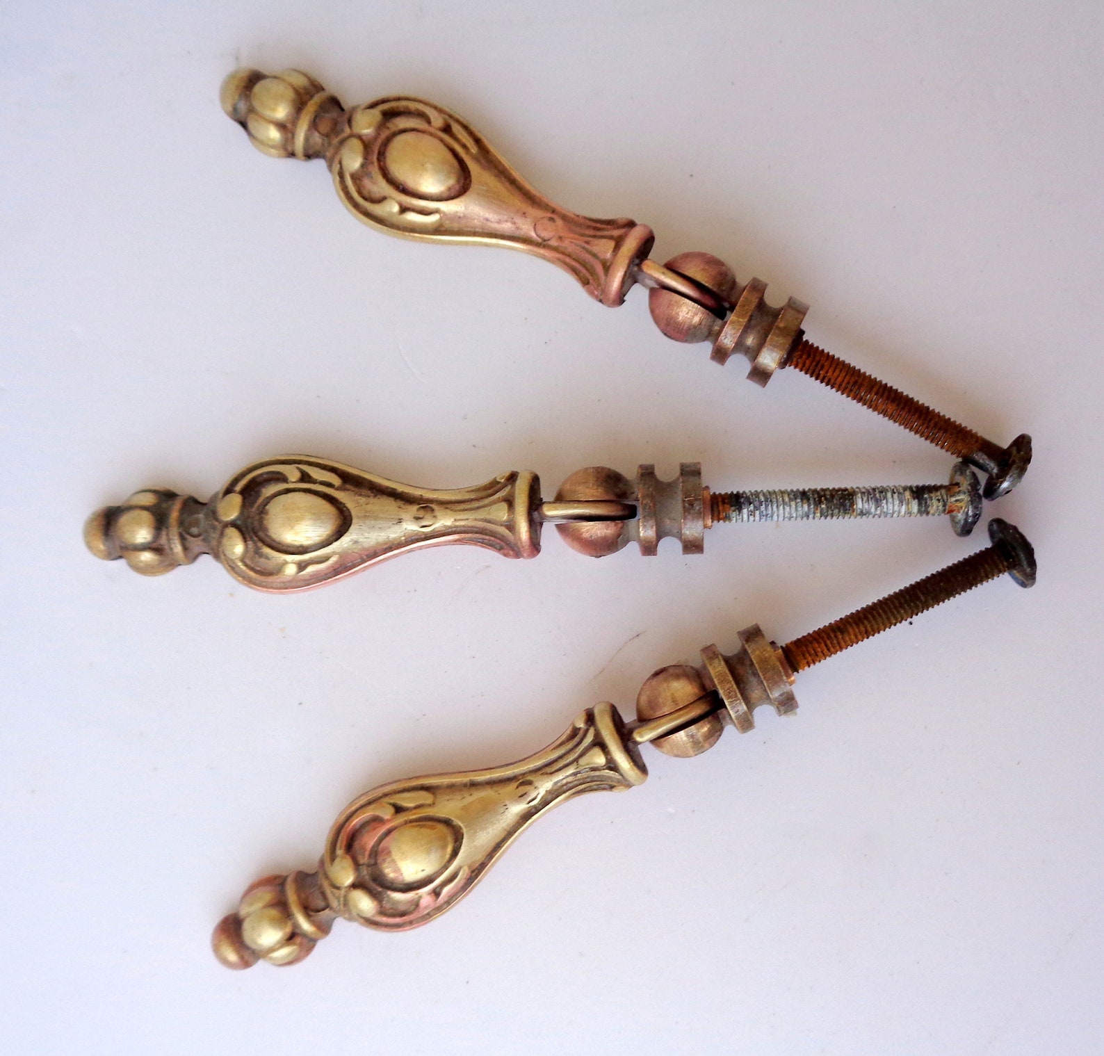 Set 3 Vintage Italian Brass Handles Antique Brass Antique | Etsy