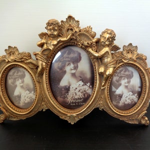Vintage Oval Barocco Style With Cherub Triple Oval Photo Frame in Hard ...