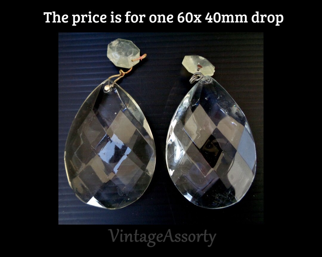 Italy 50s Glass Crystal Spare Parts Chandelier 60 X 40mm Teardrops With ...