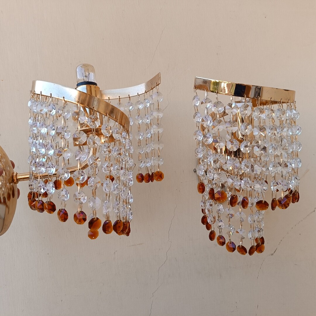 Vintage Italian Decor, Two Wall Sconce, Vintage Gilded Metal and ...