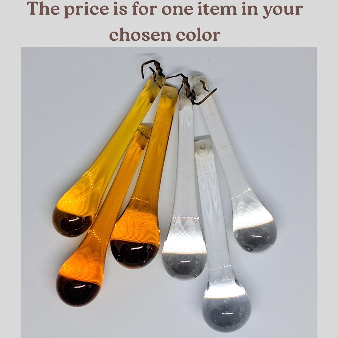 Vintage Handmade Glass Teardrop – Amber or Clear – Italian Chandelier ...