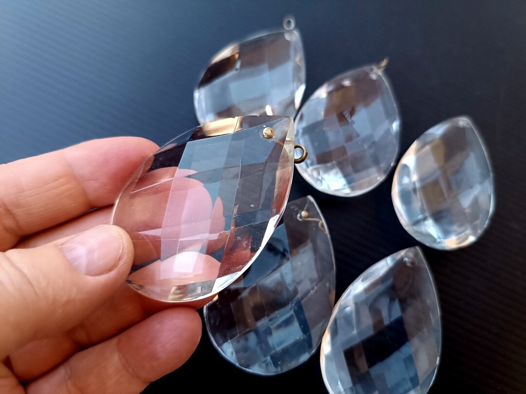 Lot 6 Pieces Italy 50s Glass Crystal Spare Parts Chandelier 6.5 X 4cm ...