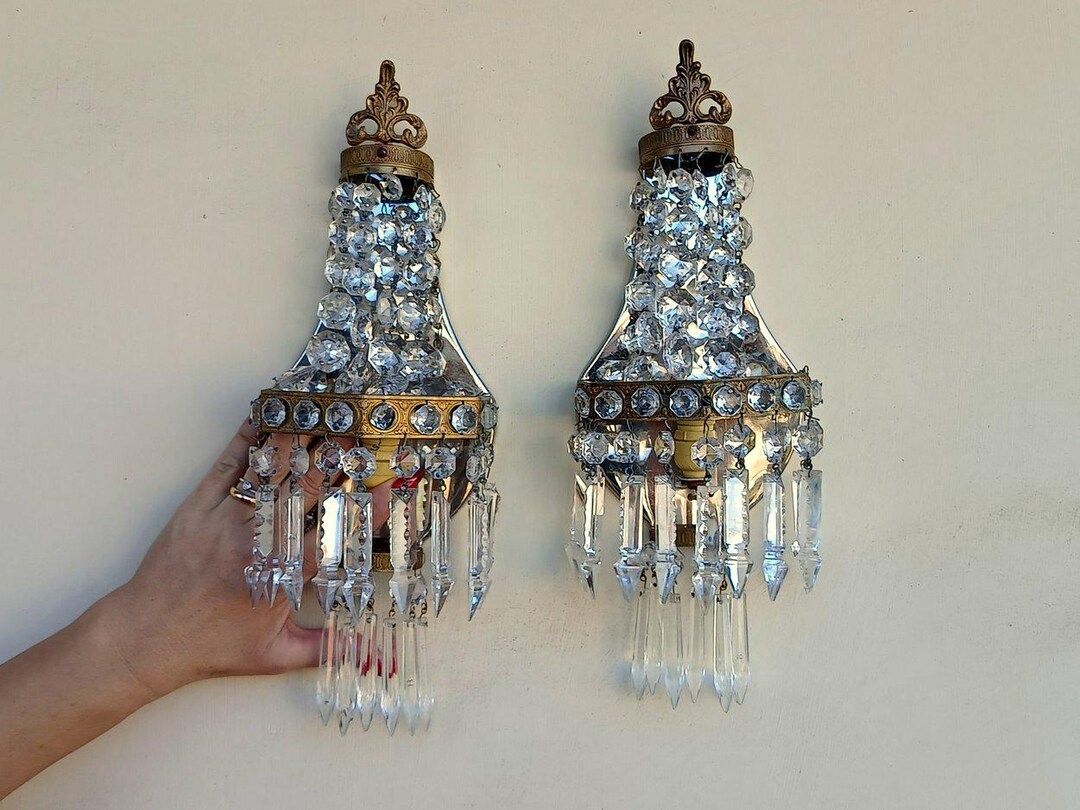 The Pair of Vintage Italian Decor Wall Sconce, Vintage Brass and ...