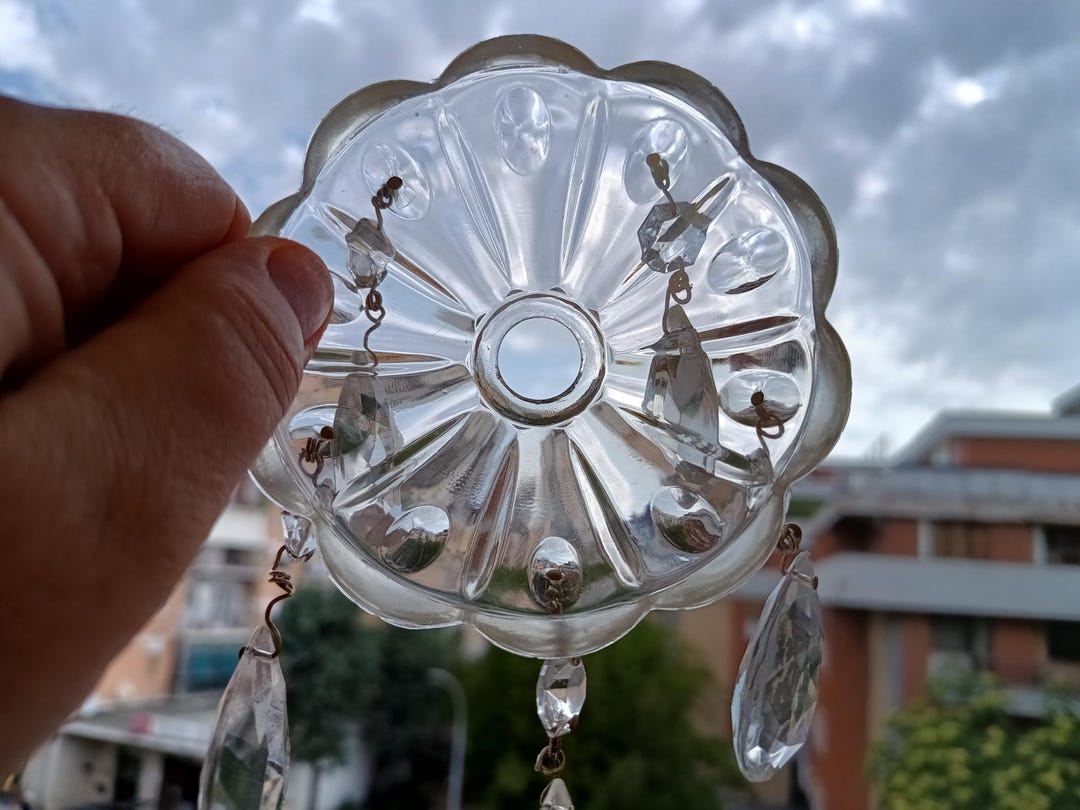 Vintage Italian Bobeche 10cm Diameter, Glass Crystal Parts Chandelier ...