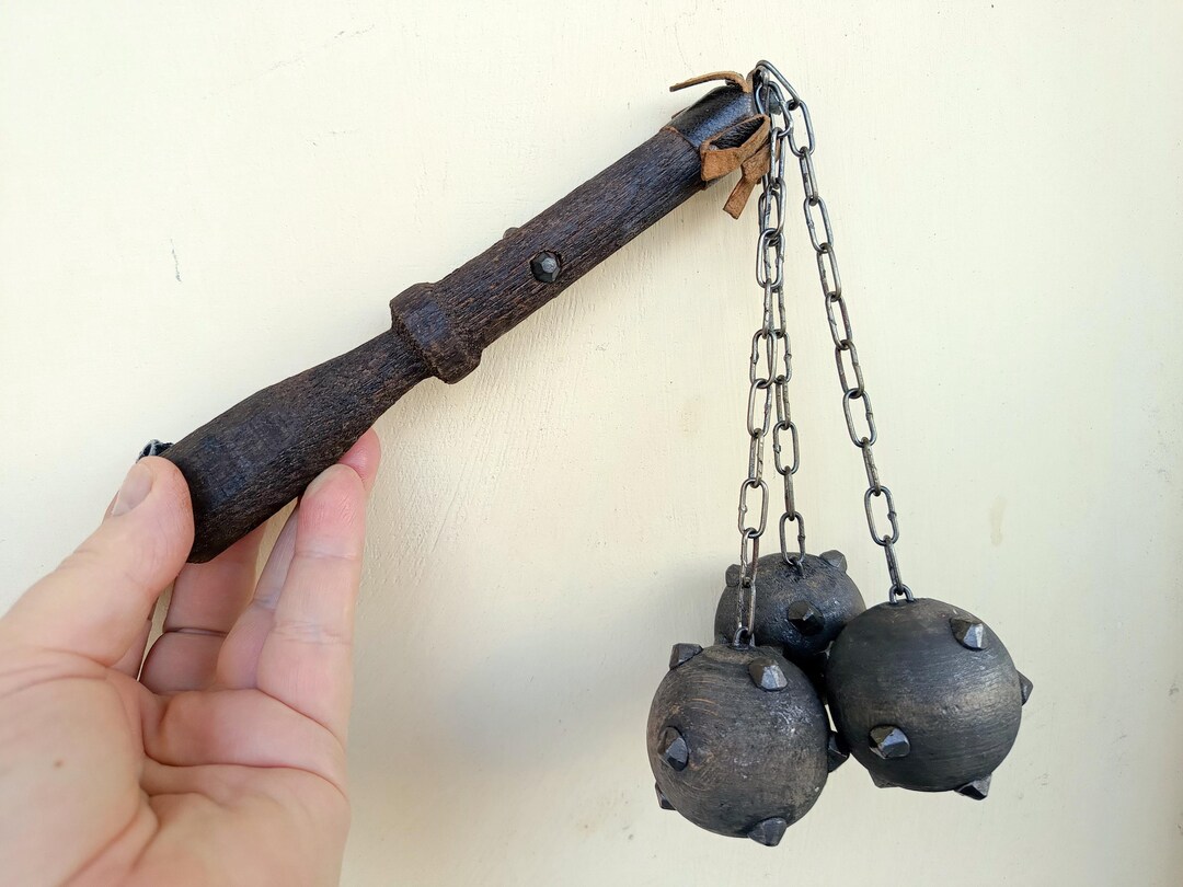 Collectible Historical Memory Tre Ball Flail, Ancient Wooden Italian ...
