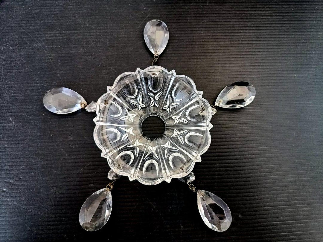 Vintage Italian Bobeche 10cm Diameter Crystal Parts Chandelier Teardrop ...
