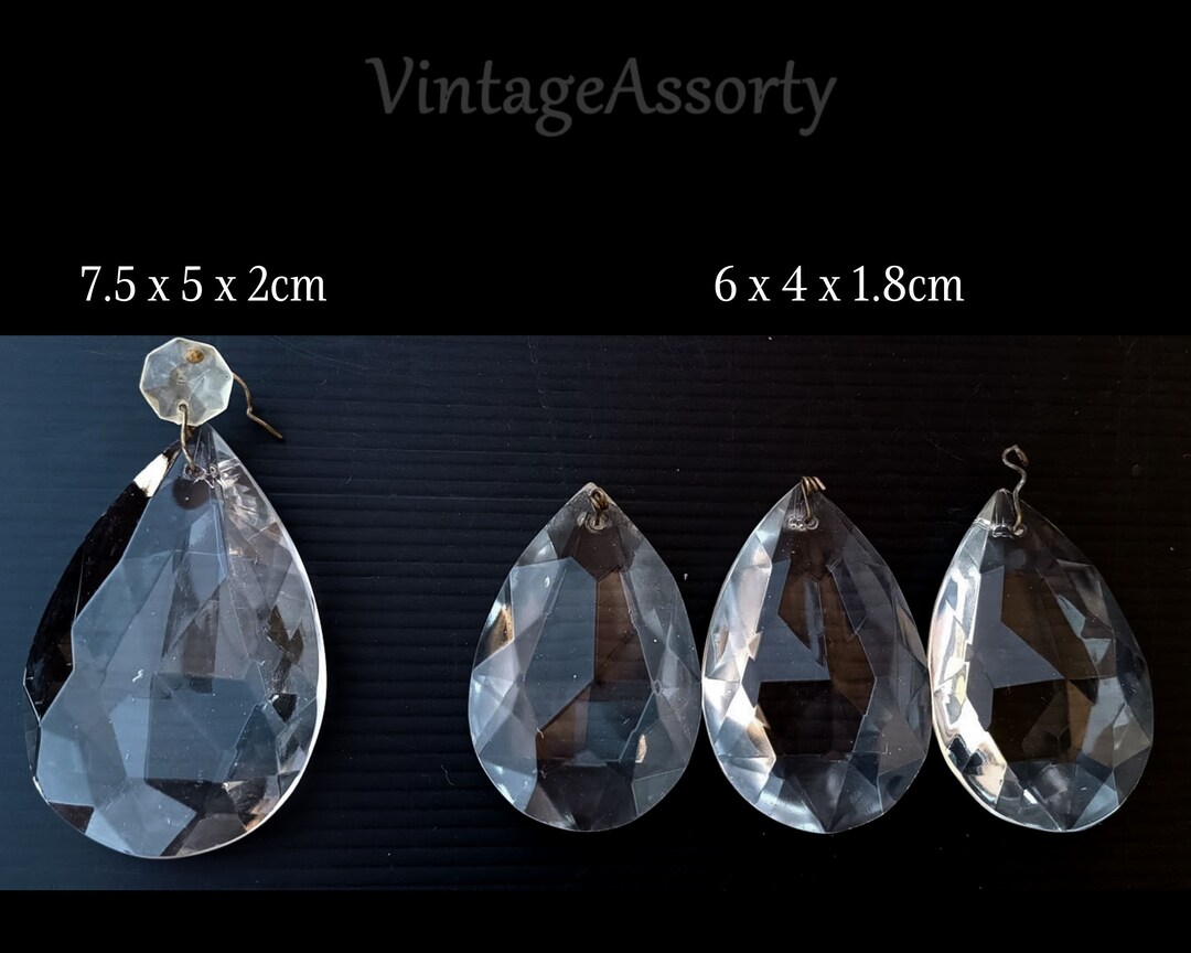 Italy 50s Glass Crystal Spare Parts Chandelier 7.5 X 5 X 2cm Teardrops ...