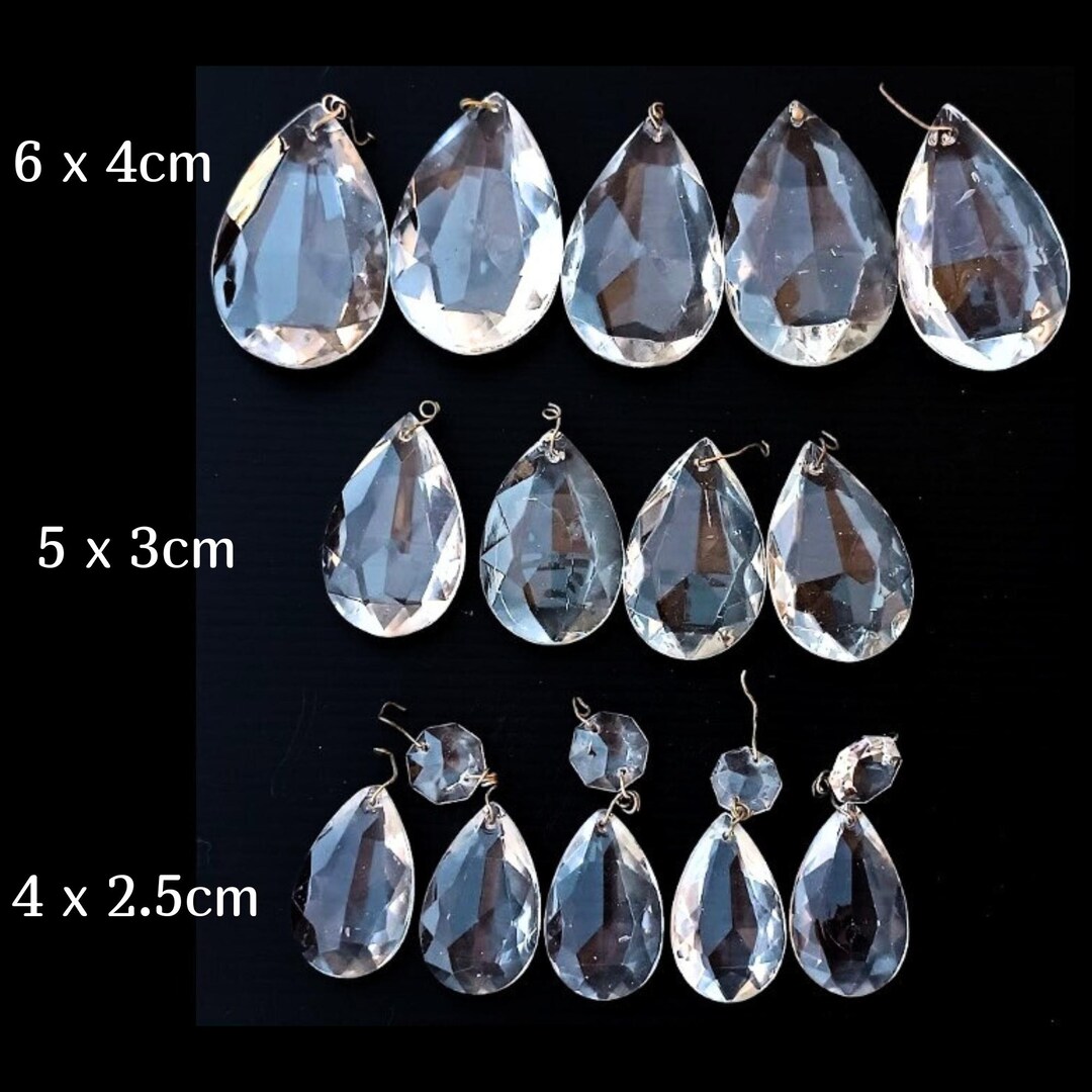 Vintage From Italy 50s Glass Crystal Spare Parts Chandelier Teardrops ...