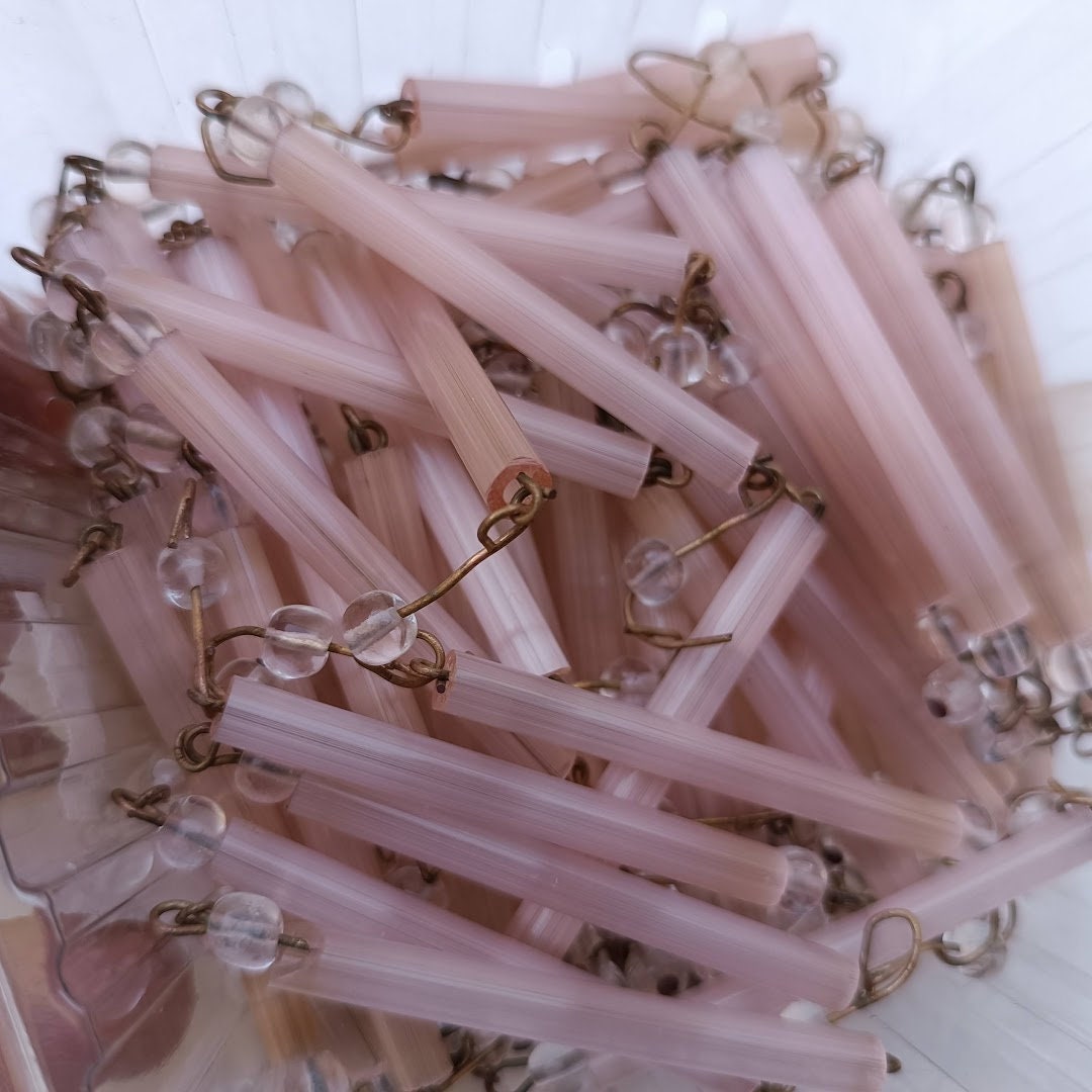 5 Different Sizes of Vintage Italian Chandelier Light Pink Color Glass ...