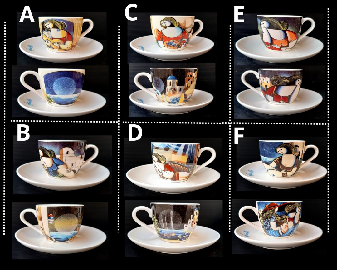 Collectible Italian Coffee Bar Cups, Espresso Cups With Saucers Aldo ...