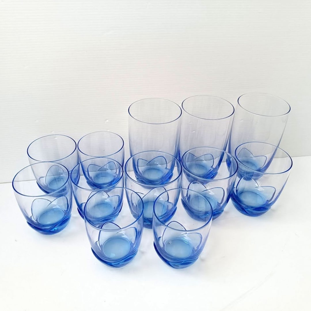 Vintage Italian Blue Drinking Glasses, Serve Drink/water Glasses, Blue ...