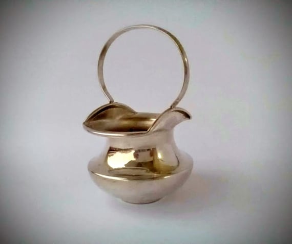 Old Silver Plated Cauldron With Handle Silver Plated Planter | Etsy