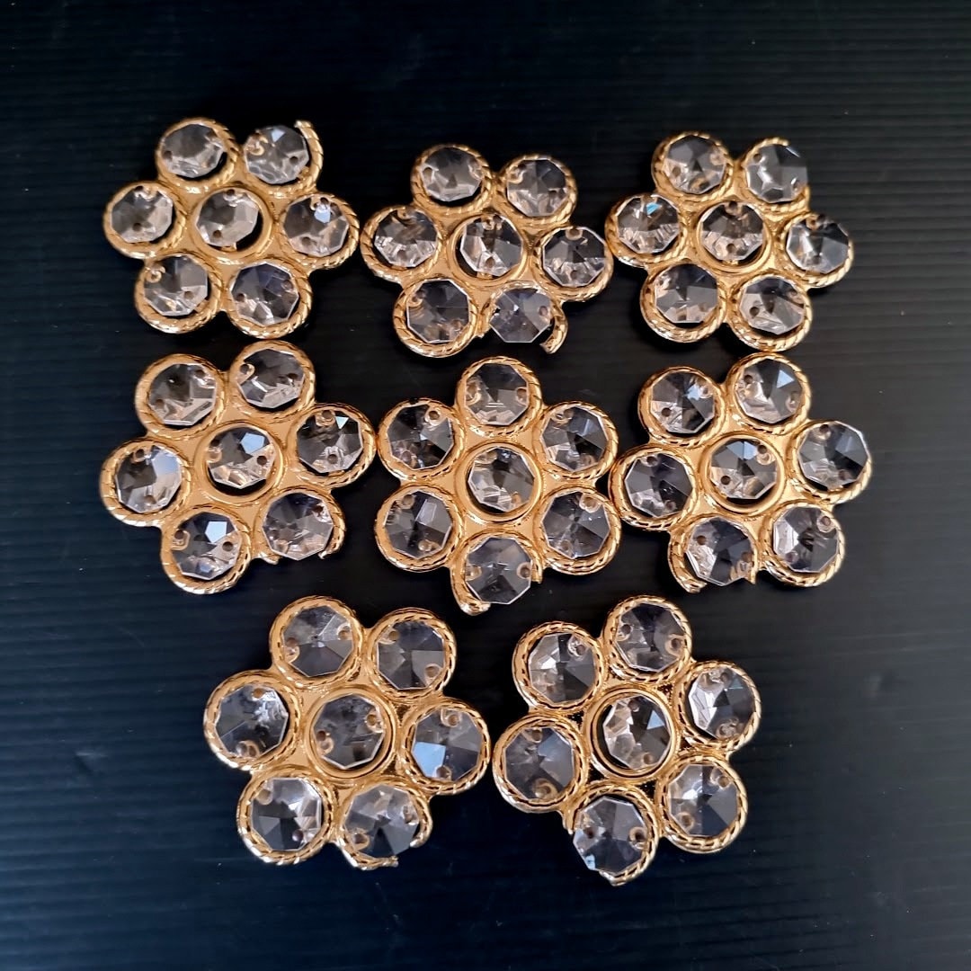 Set 4 Vintage Italian Flowers Shaped Metal Bobeche With 7 Crystal ...