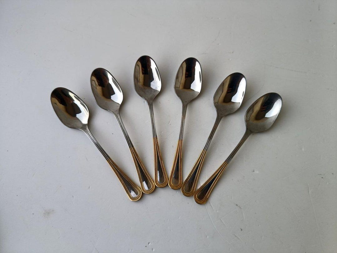 Set of 6 Vintage Italian Gottinghen Teaspoons in Inox 18/10 With Gold ...