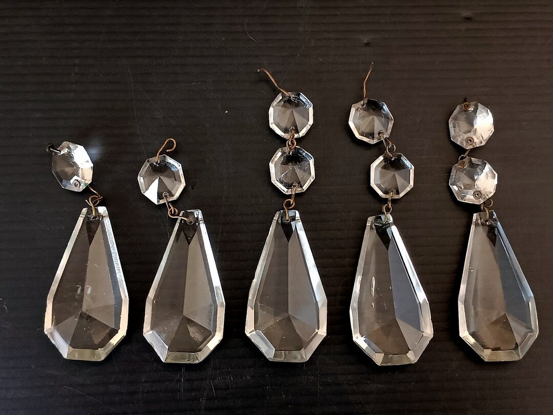 Lot 5 Vintage Italian Chandelier Light Spare Parts Glass Crystals Retro ...