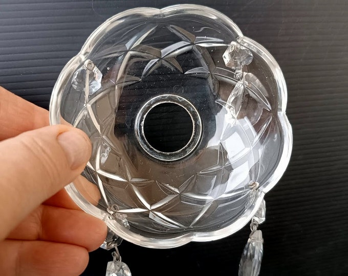 Vintage Italy 60s Bobeche Glass Crystal Parts Chandelier Teardrop Spare ...