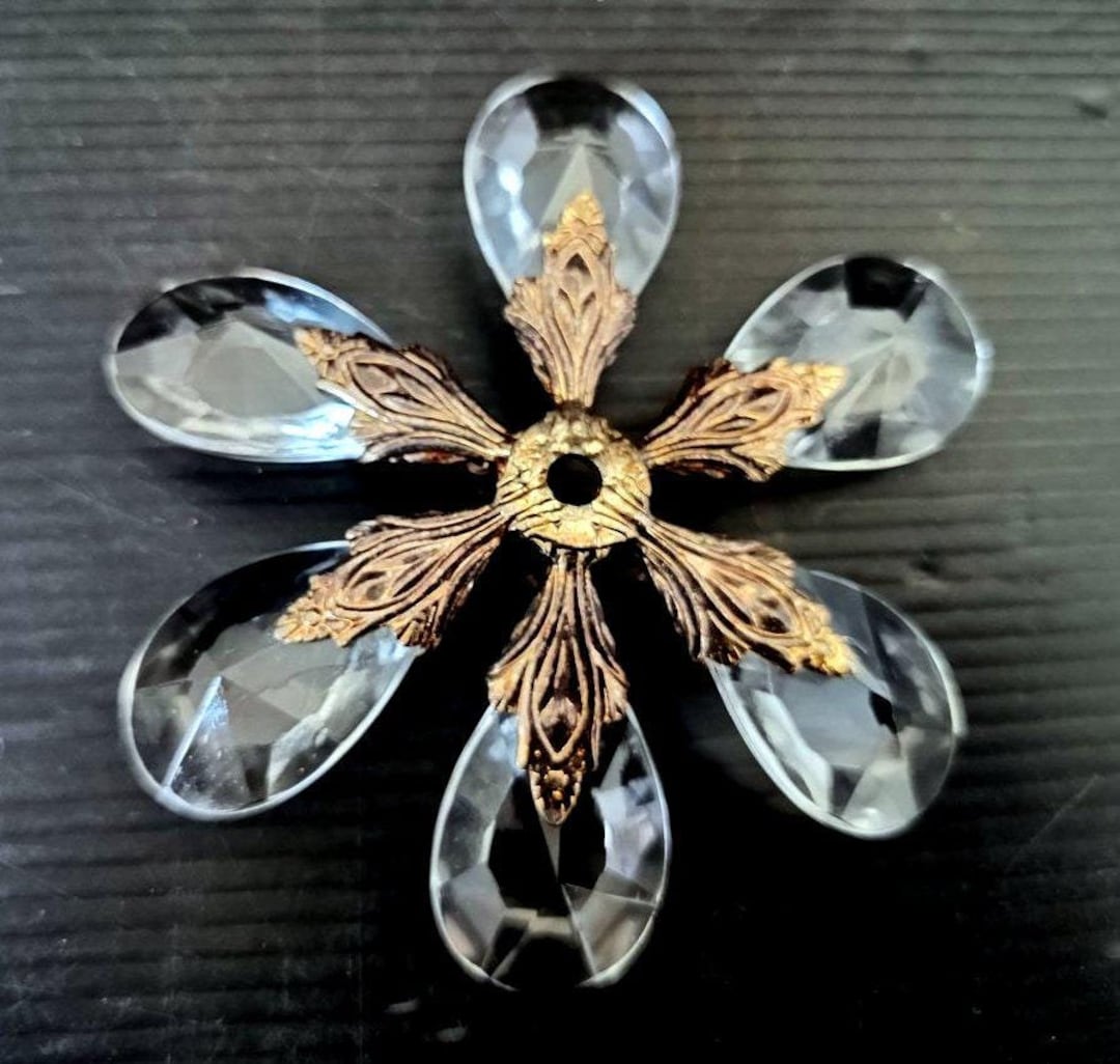 Rare Vintage Italian Flowers Shaped Metal Bobeche With 6 Crystal ...