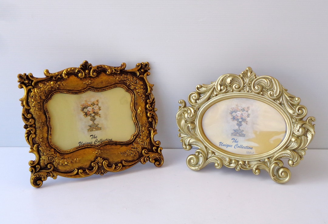2 Kinds of Vintage Barocco Style Retangular/oval Desk Gilded Photo ...